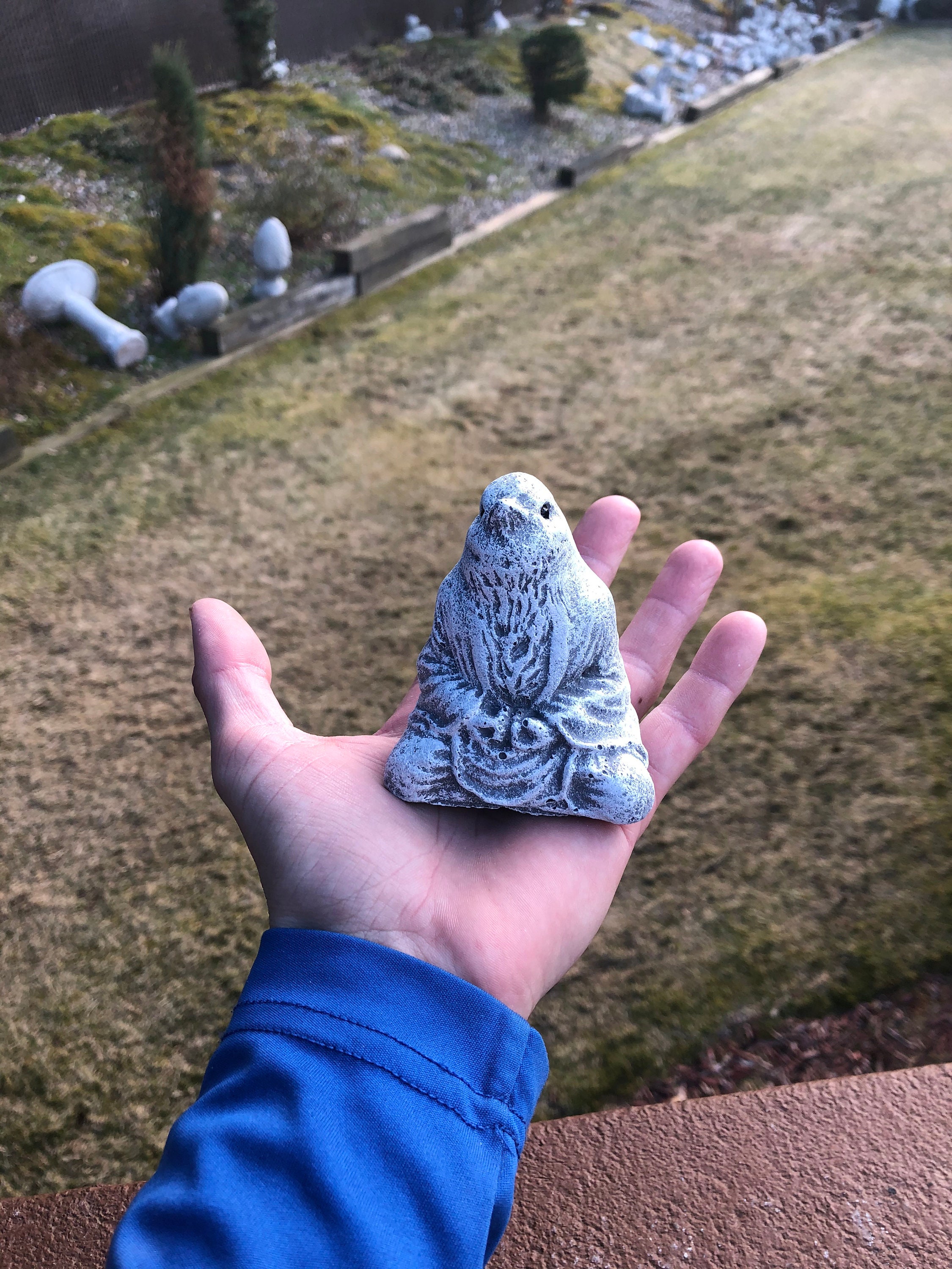 Bird Statue Concrete Meditating Bird Buddha Statue Zen | Etsy