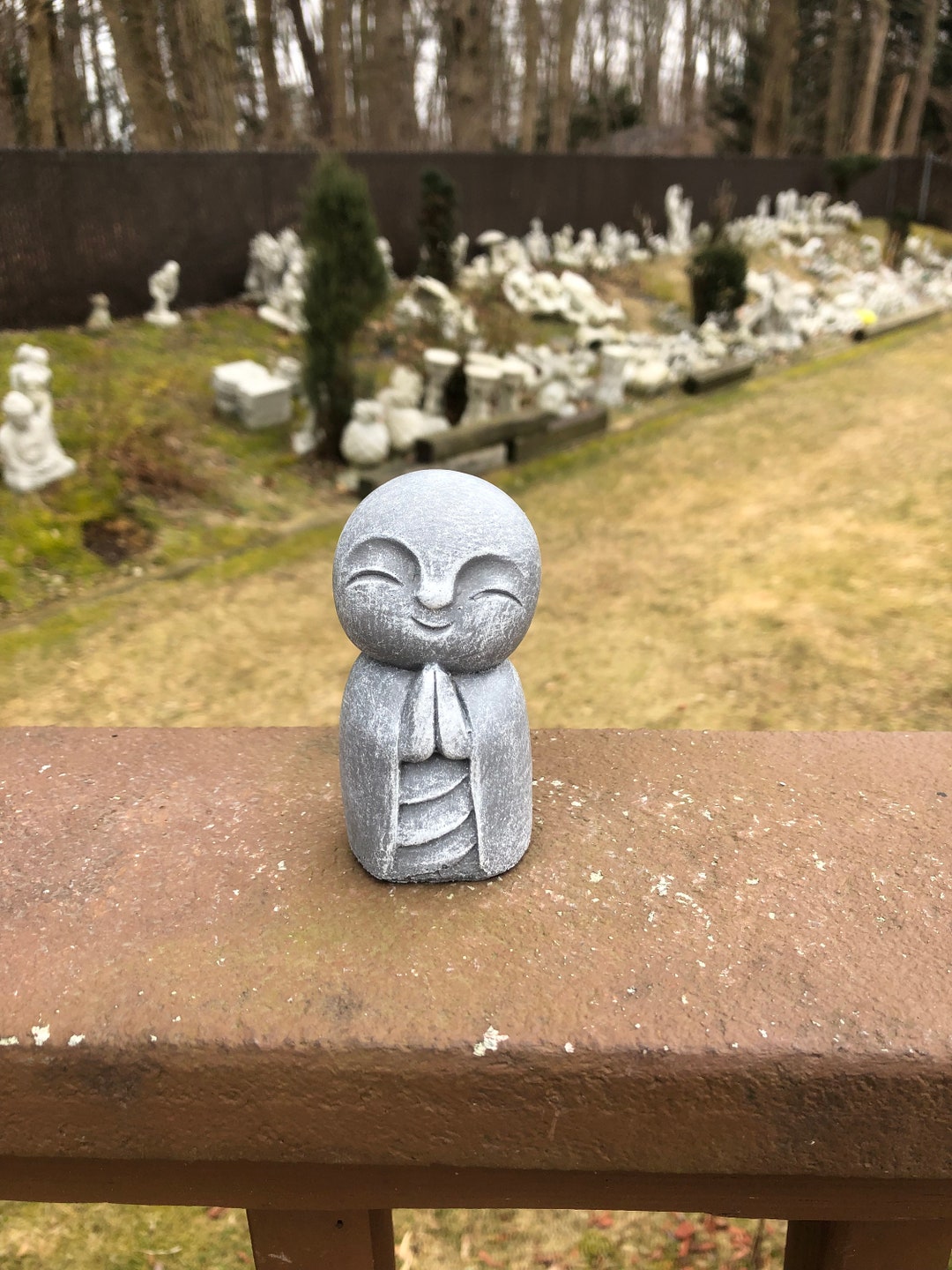 Concrete Happy Jizo Statue, Praying Jizo Monk Buddha, Small Buddha ...