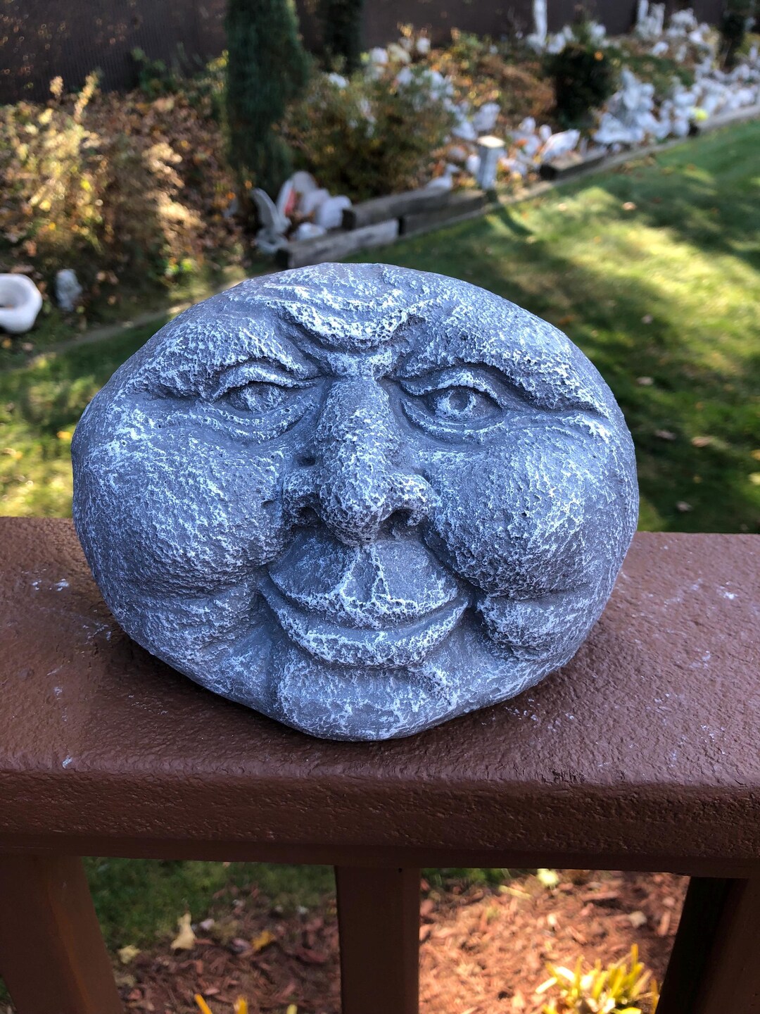 Cement Garden Rock Face, Concrete Garden Face, Smiling Face, Rocks With ...