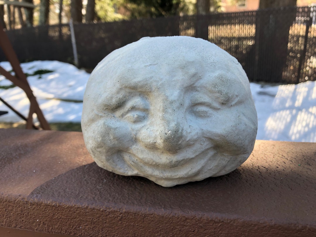 Cement Garden Rock Face, Concrete Garden Face, Smiling Face, Rocks With ...