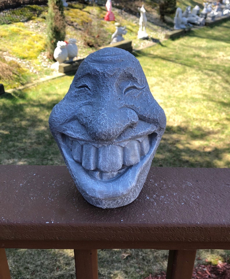Garden Rock Face, Concrete Garden Face, Smiling Face, Rocks With Faces ...