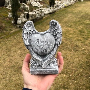 Concrete Heart Statue, Cement Always in Our Hearts Statue, Garden Decor ...