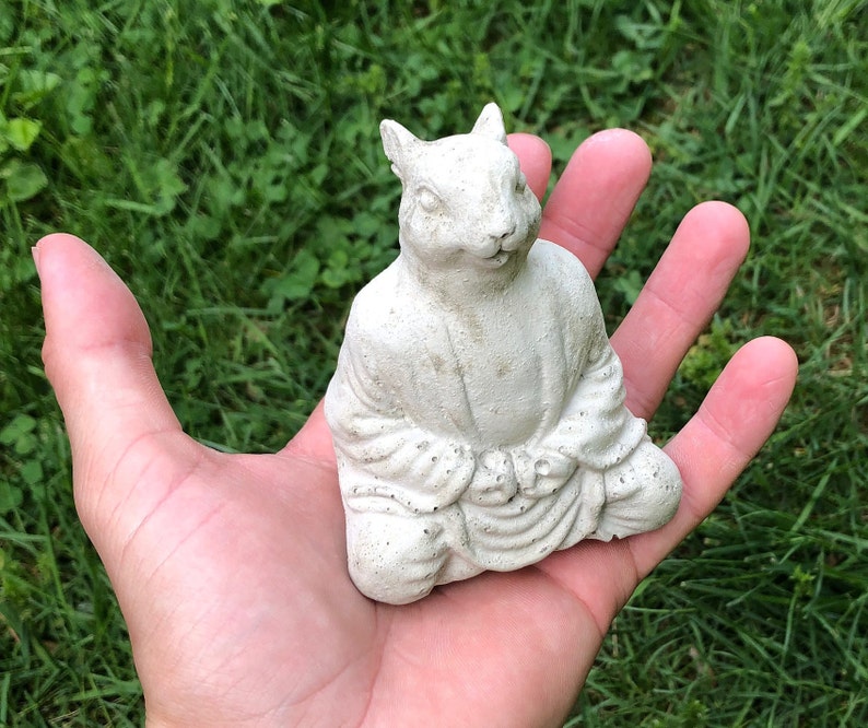 Concrete Meditating Squirrel Buddha Statue, Zen Garden Decor - Etsy