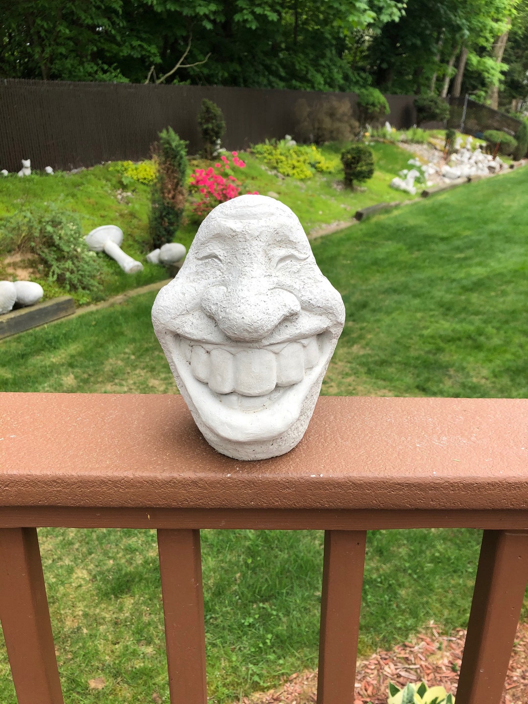 Garden Rock Face, Concrete Garden Face, Smiling Face, Rocks With Faces ...