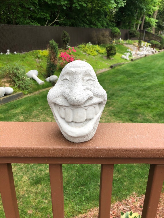 Garden Rock Face Concrete Garden Face Smiling Face Rocks - Etsy