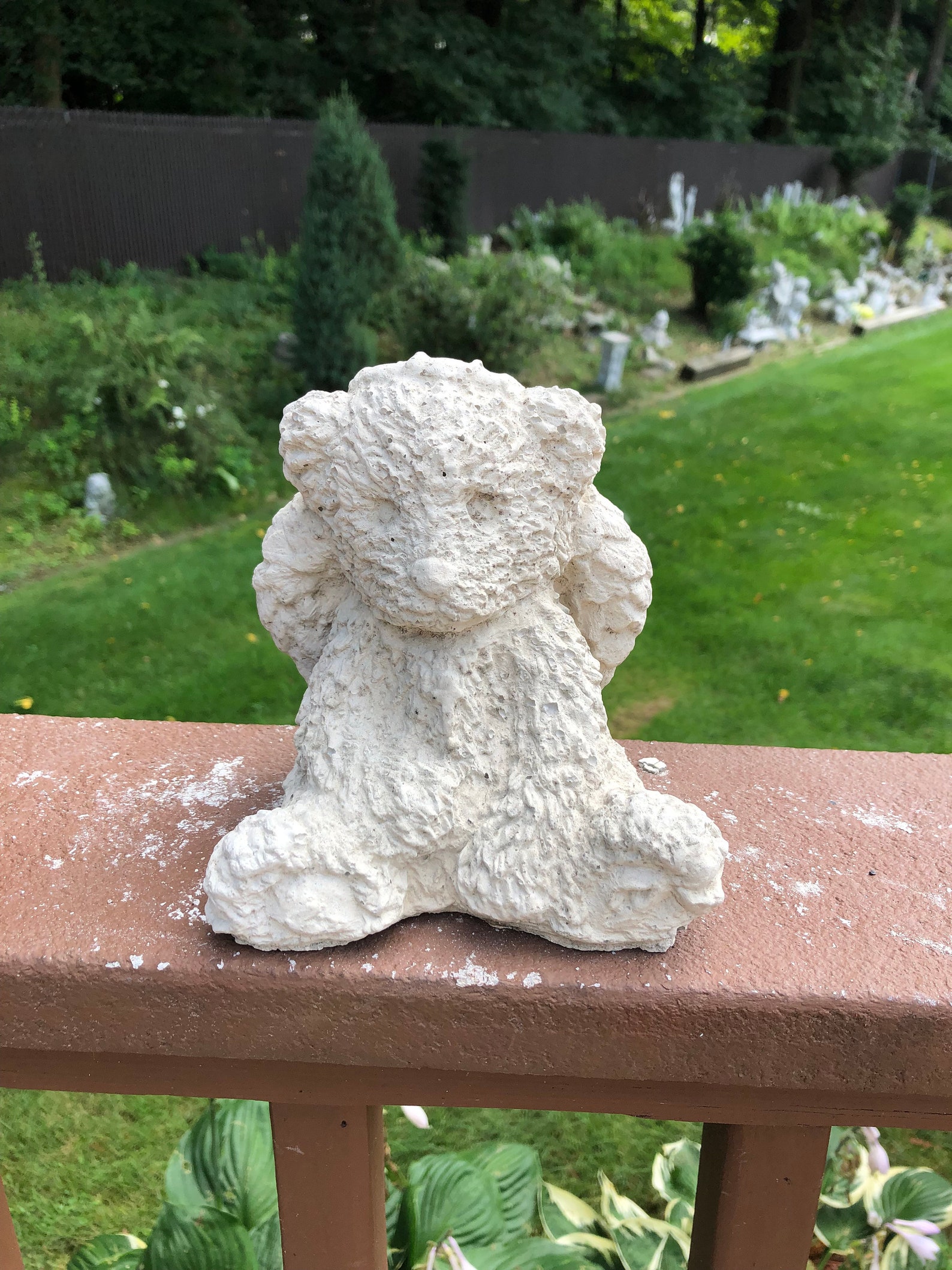 Concrete Bear Statue: Angel Garden Decor - Etsy