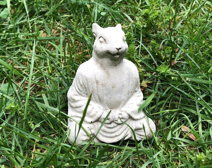 Concrete Meditating Squirrel Buddha Statue, Zen Cement , Buddha ...