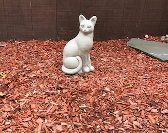 Cement Cat Statue, Concrete Cat Figure, Large Cat, Garden Statues ...