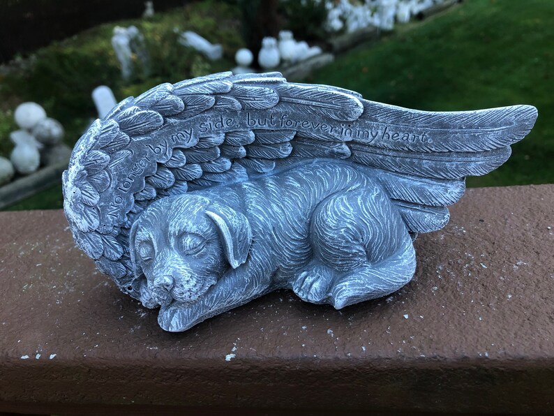Concrete Angel Dog Statue Memorial or Grave Marker Cement - Etsy