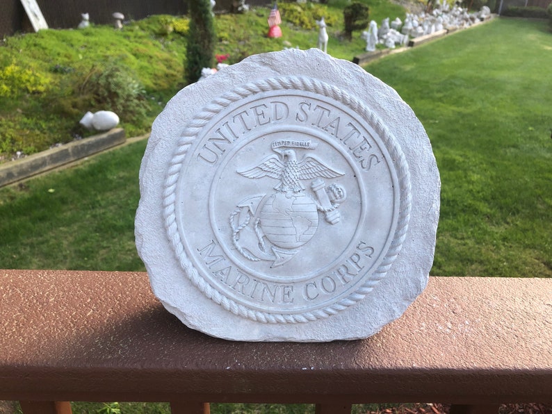 Marine Corps Concrete Garden Stone Cement Marine Corps Stone | Etsy