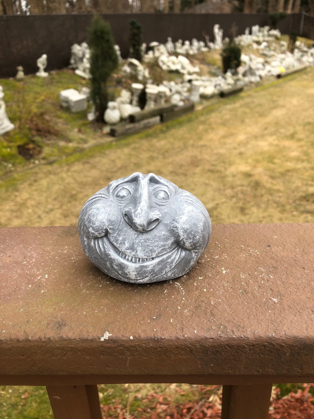 Cement Garden Rock Face, Concrete Garden Face, Smiling Face, Rocks With ...
