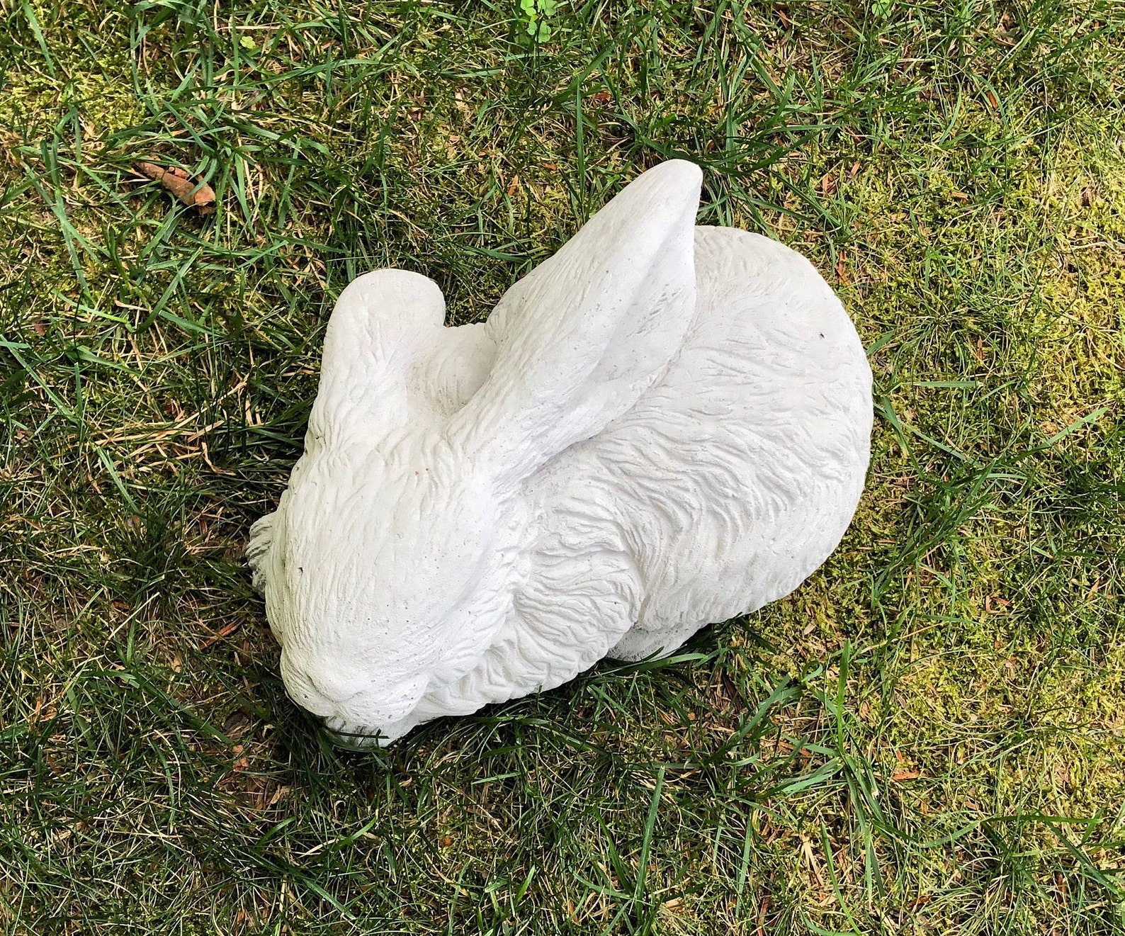 Hand Poured Concrete Rabbit Statue, Cement Bunny Garden Figure, Outdoor ...
