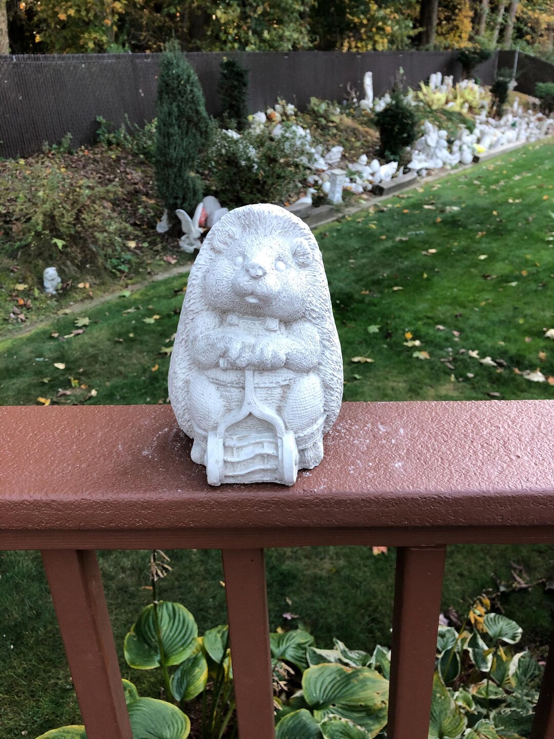 Cement Hedge Hod Statue, Cute Hedge Hog Figure, Concrete Garden Statue ...