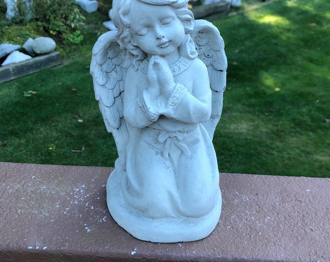 Angel Statue, Concrete Kneeling Praying Girl Angel Statue, Home Decor ...