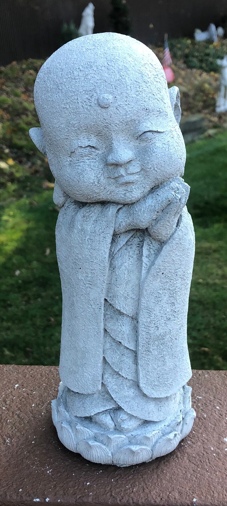 Concrete Jizo Statue Tilted Head Jizo With Clasped Hands - Etsy