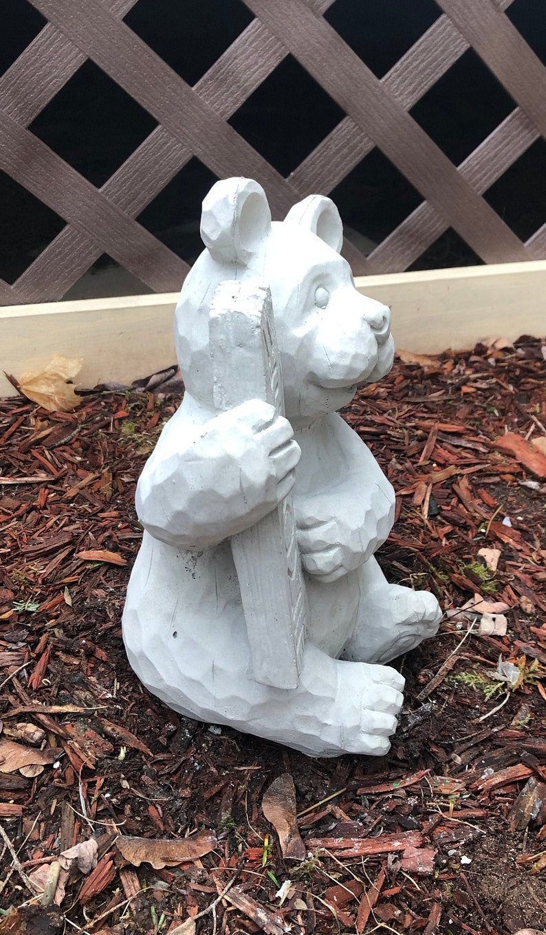 Concrete Bear Statue With Welcome Sign, Garden Decor, 12'' Sculpture - Etsy