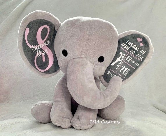 Birth Stat Elephant baby boy baby girl birth announcement | Etsy