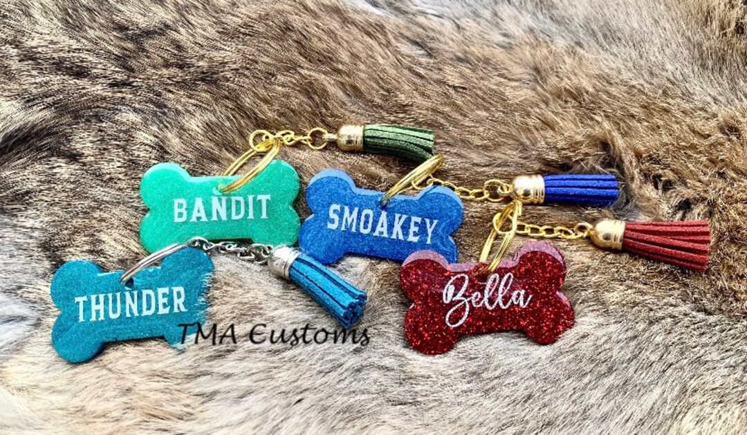 Glitter Dog Tag Keychain / Dog Tag Keychain / Personalized - Etsy