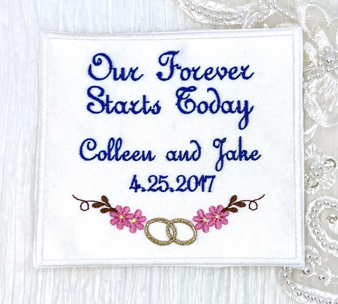 Embroidered Wedding Dress Label, Wedding Memento, Wedding Gown Patch ...