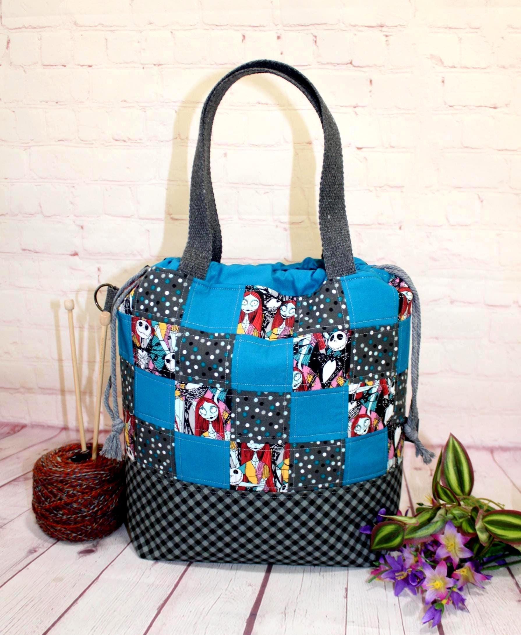 Jack and Sally Large Patchwork Tote Project Bag Knitting Project Bag ...