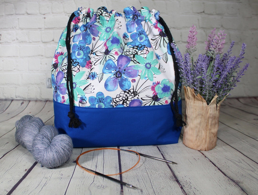 Drawstring Project Bag XL Large Knitting Project Bag Medium Crochet ...