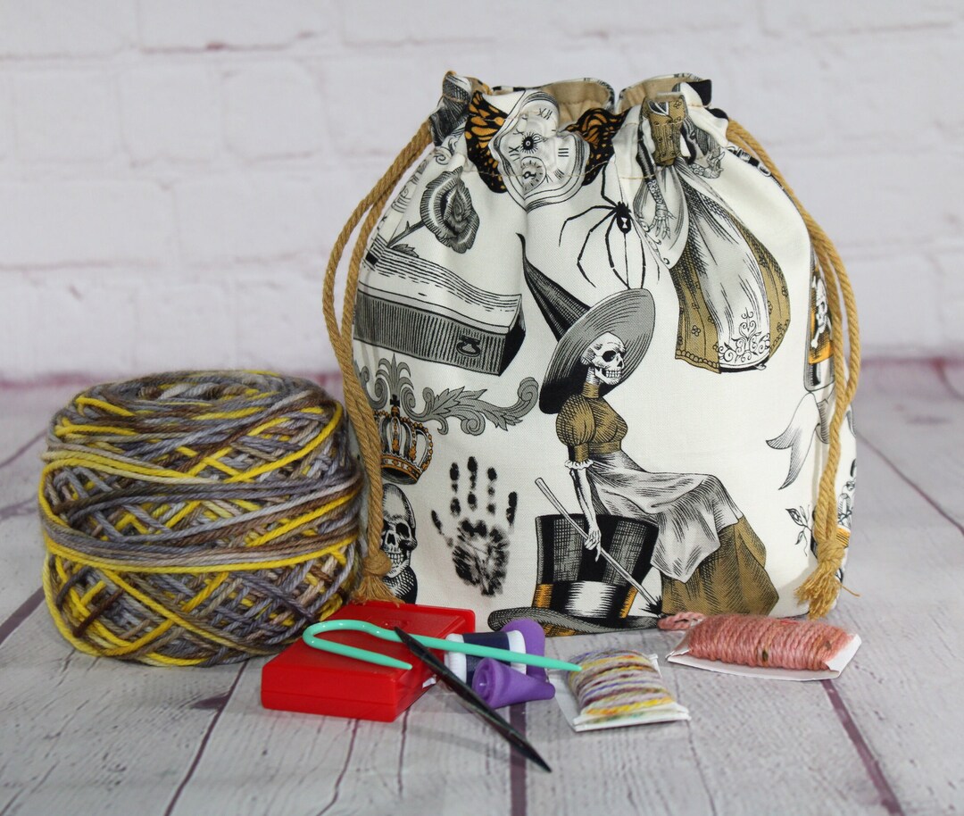 Victorian Halloween Mini Drawstring Bag Notions Bag Small Knitting ...