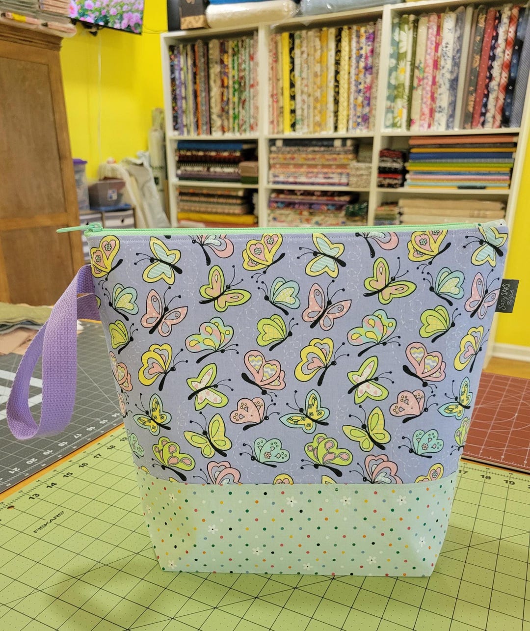Pastel Butterfly Zipper Project Bag XL Large Project Bag Knitting ...