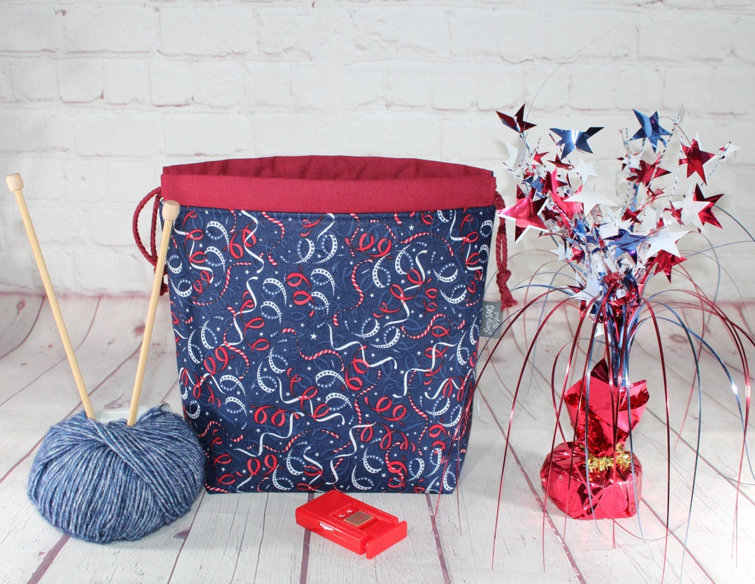 Patriotic Confetti Small Project Bag Sock Size Knitting Project Bag ...