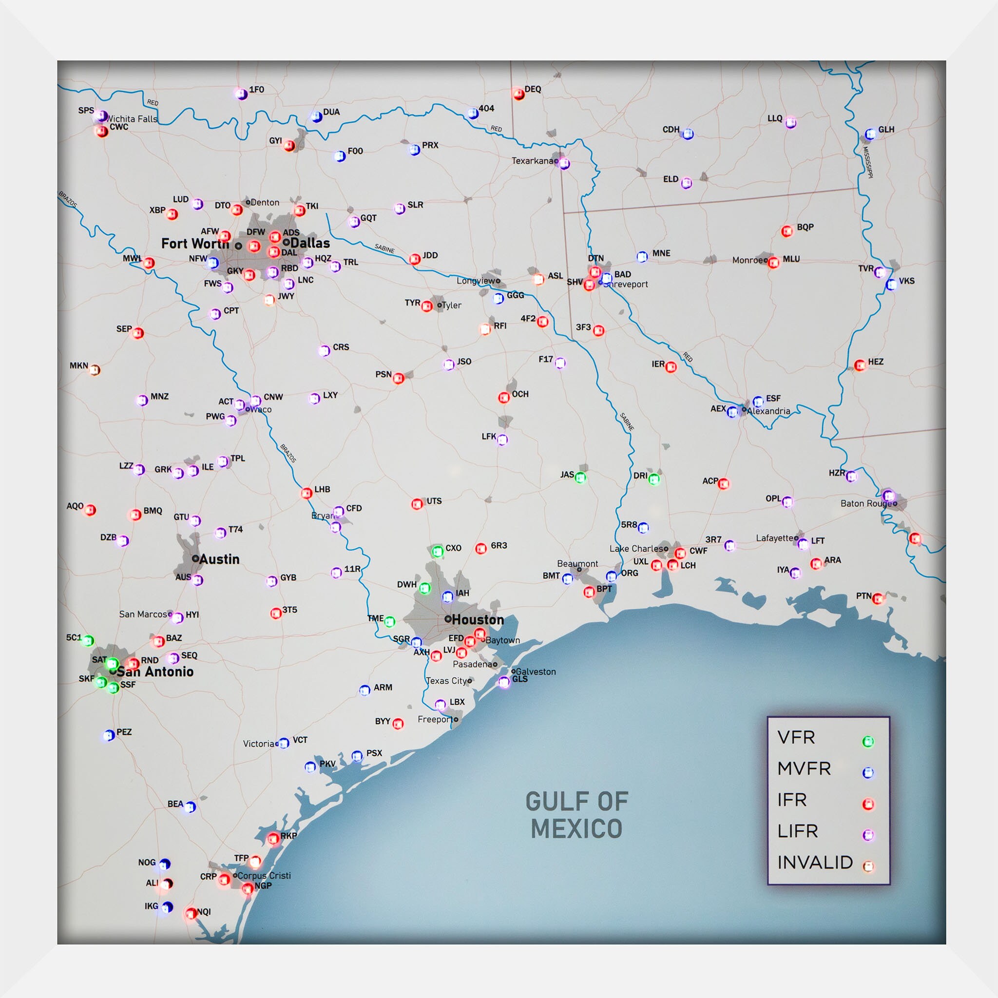 Texas METAR Map Small With 142 Leds (with Parts of LA, AR) - Etsy