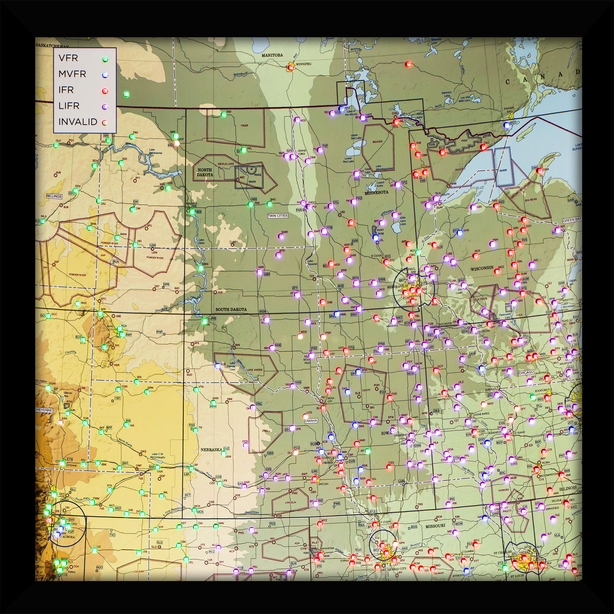 Midwest USA Map With 348 Leds - Etsy