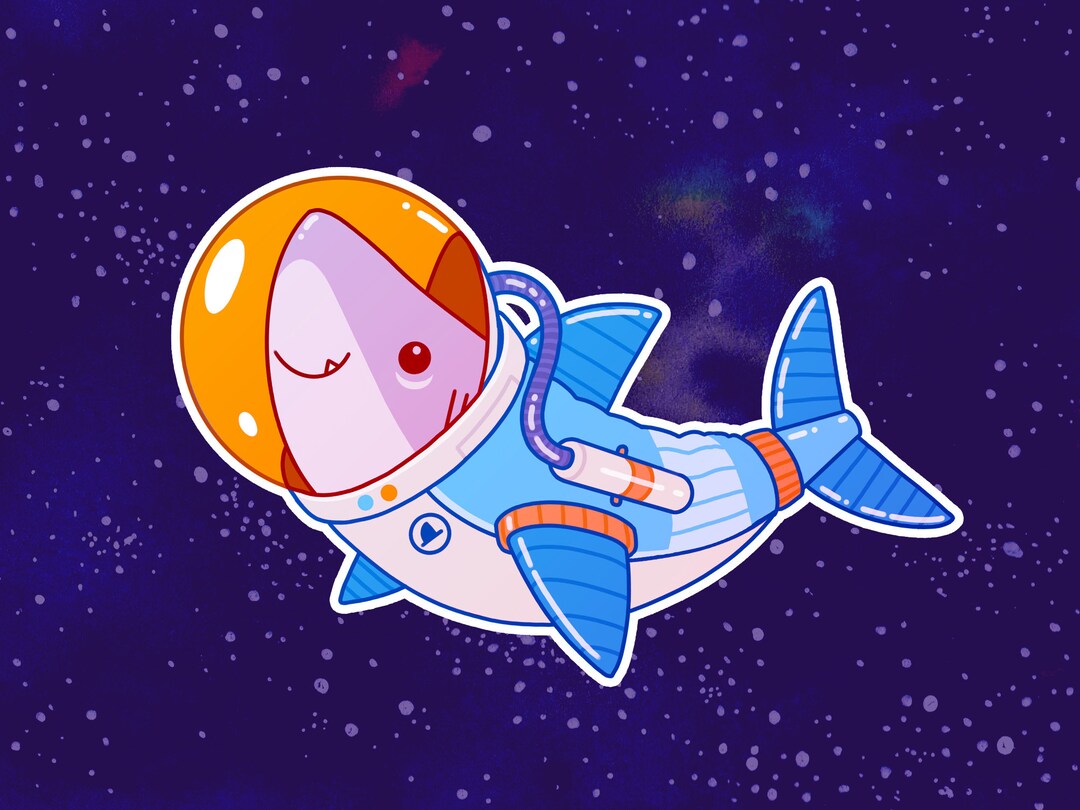 Space Shark Sticker, Shark in Space Suit Sticker - Etsy
