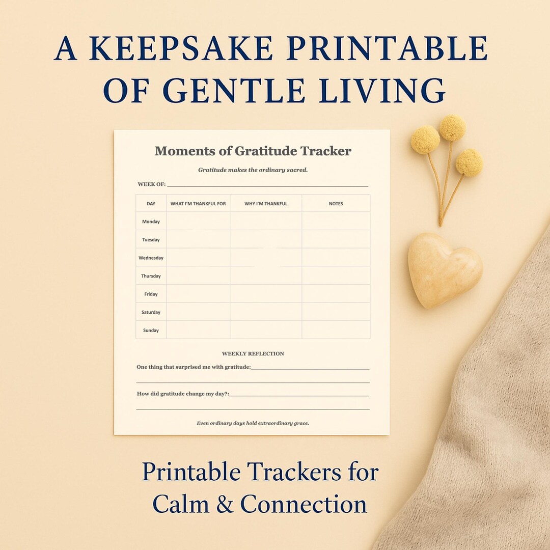 Moments of Gratitude Tracker | Printable Daily Reflection Journal ...