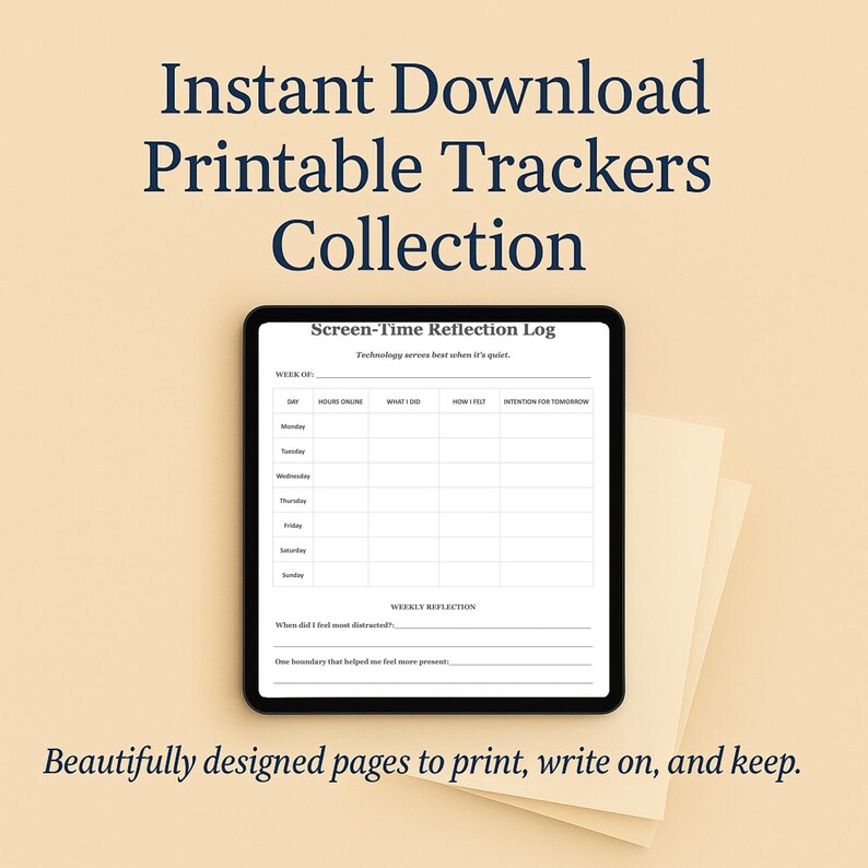 Printable Screen-time Reflection Log | Mindful Digital Detox Worksheet ...
