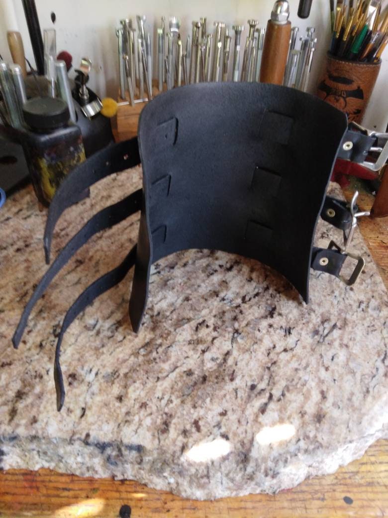 Leather Forearm / Wrist Cuff, With Pockets. 6" Wide 7 1/2" Long at the ...