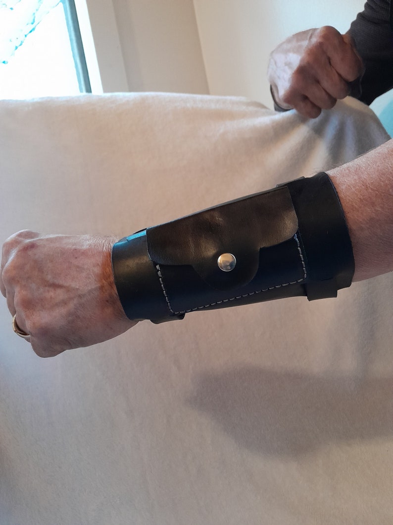 Leather Forearm / Wrist Cuff, With Pockets. 6" Wide 7 1/2" Long at the ...