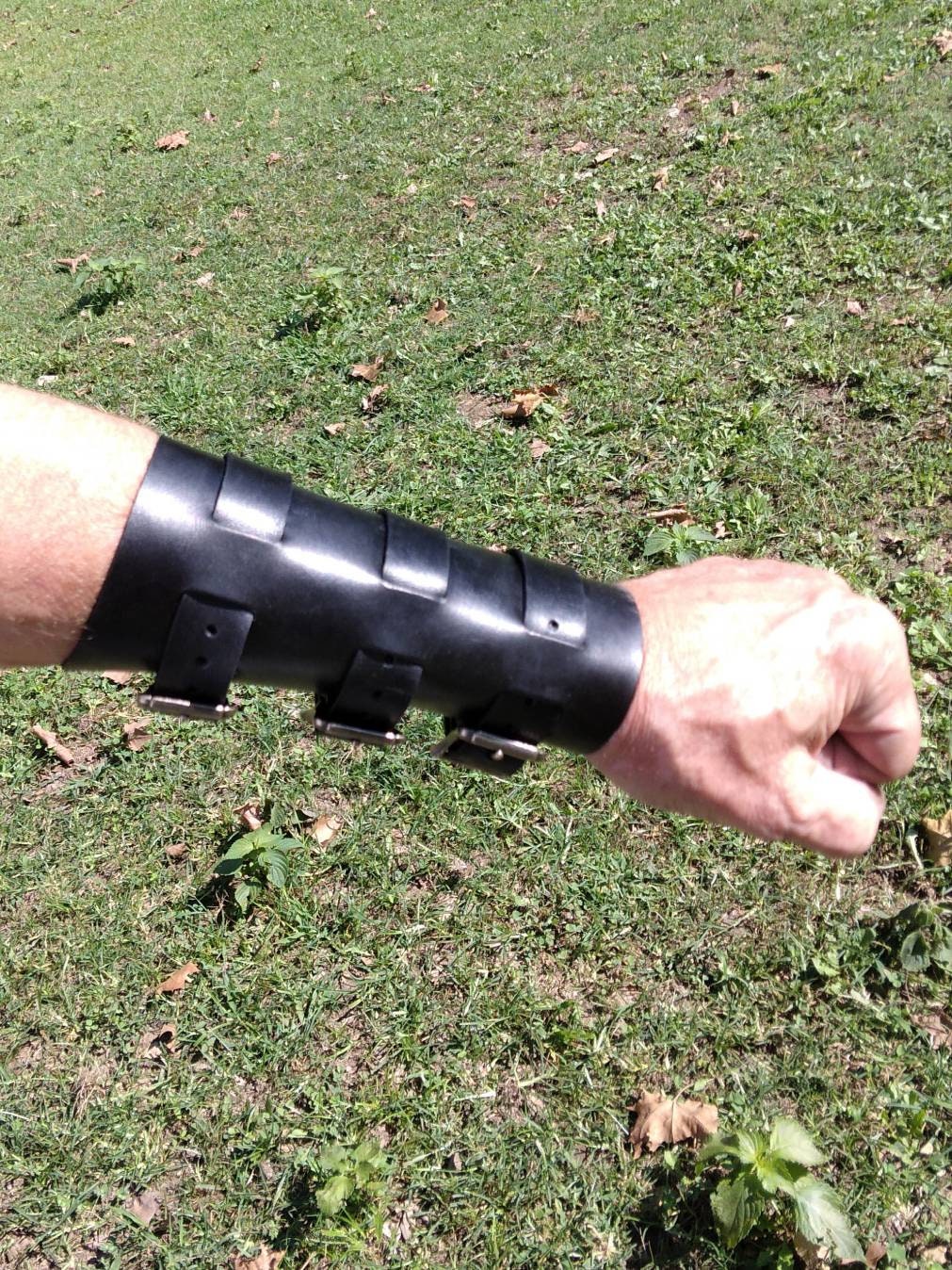 Leather Forearm / Wrist Cuff, With Pockets. 6" Wide 7 1/2" Long at the ...