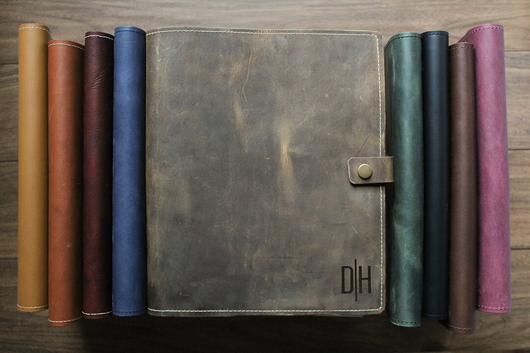 USA HANDMADE Personalized Leather 8.5 X 11 Notebook Cover - 3 Subject ...