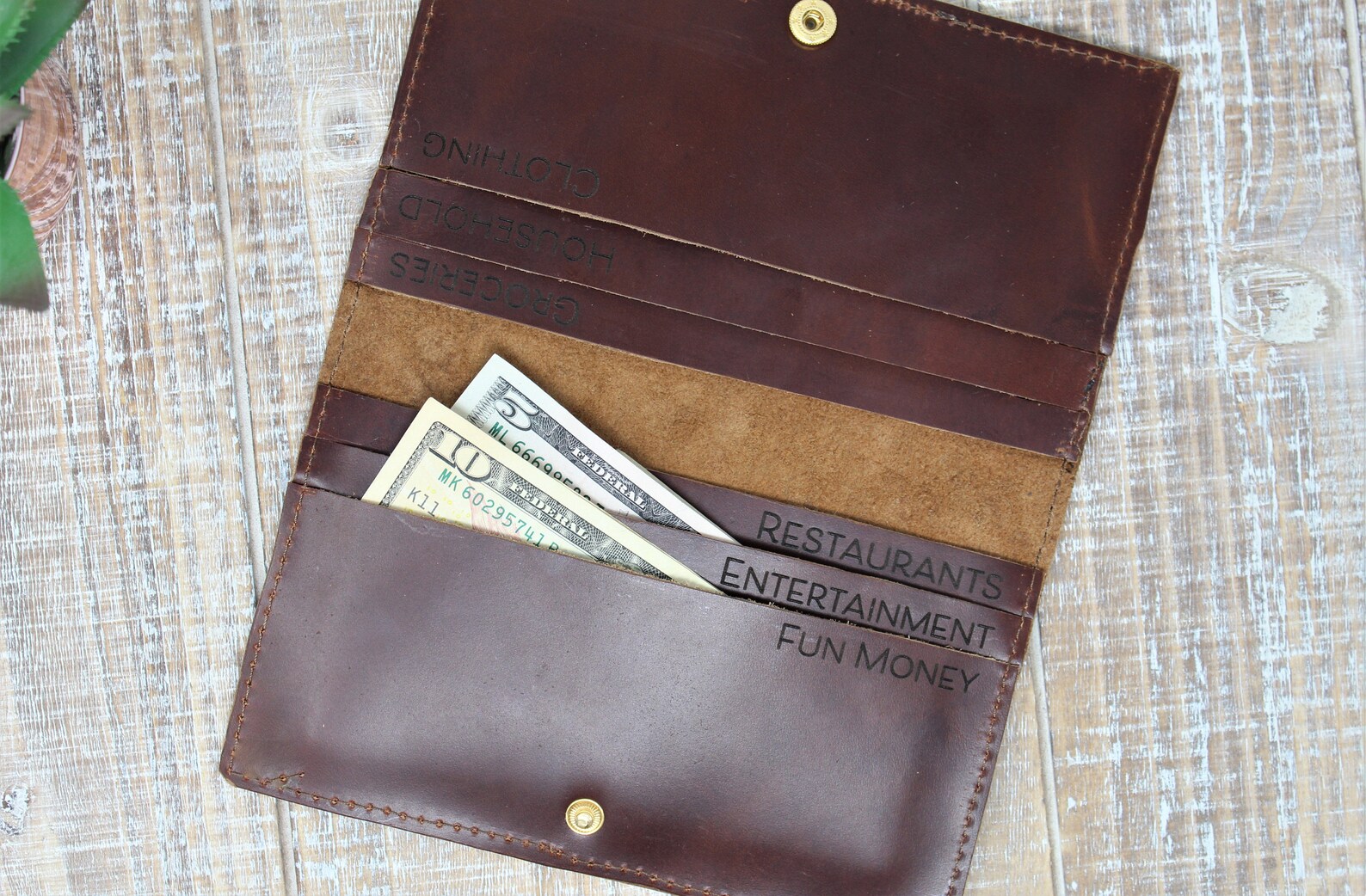 Leather Cash Envelope Wallet Budget System Cash Organizer | Etsy