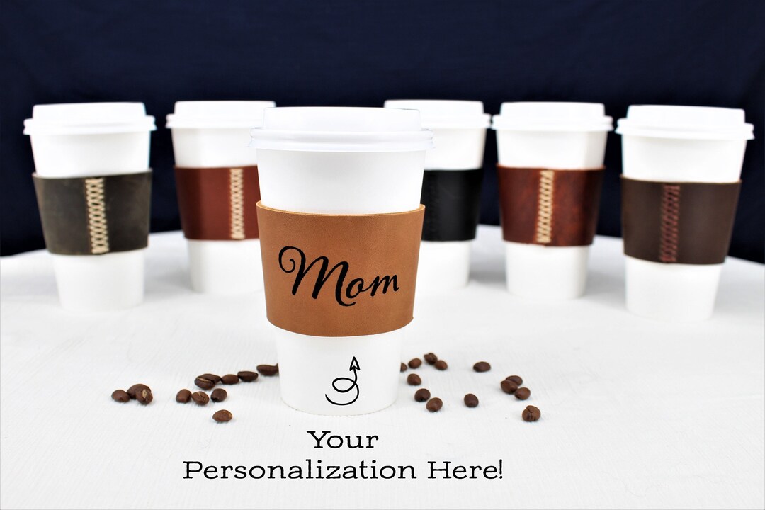 Leather Coffee Sleeve, Personalized Coffee Cup Sleeve, Custom Mug ...
