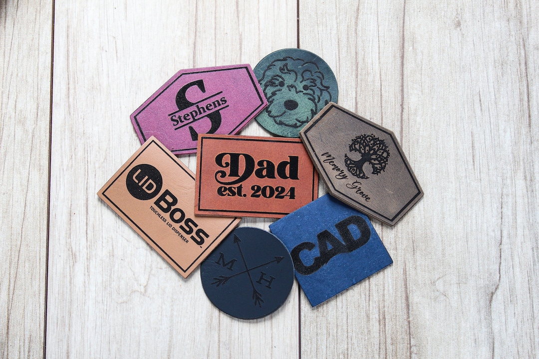 USA HANDMADE Personalized Leather Patch - Custom Logo Patch - Engraved Leather Patch for Hats ...