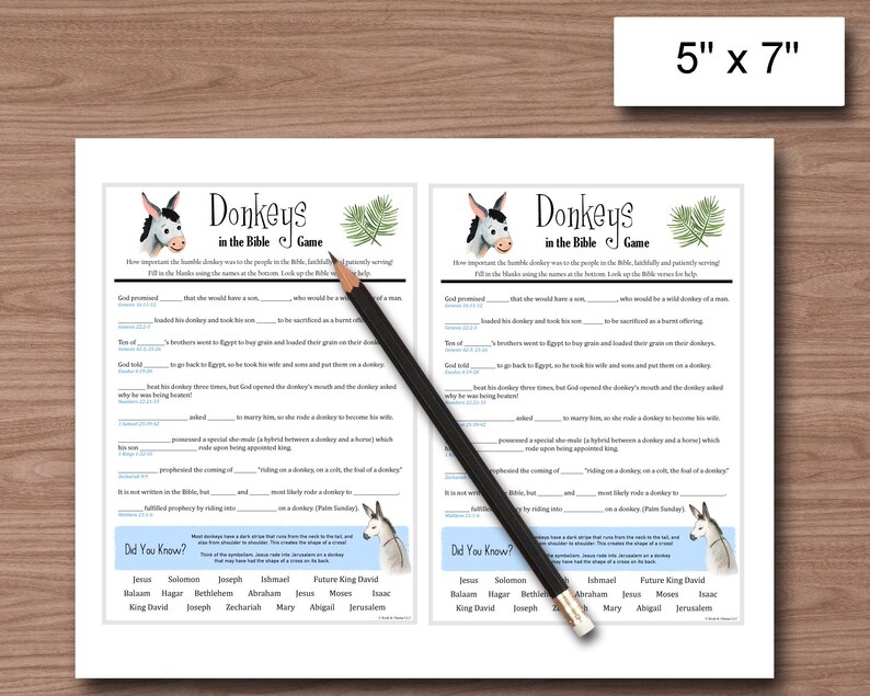 Donkeys in the Bible Game - Cute Watercolor Art Print – Sunday School ...