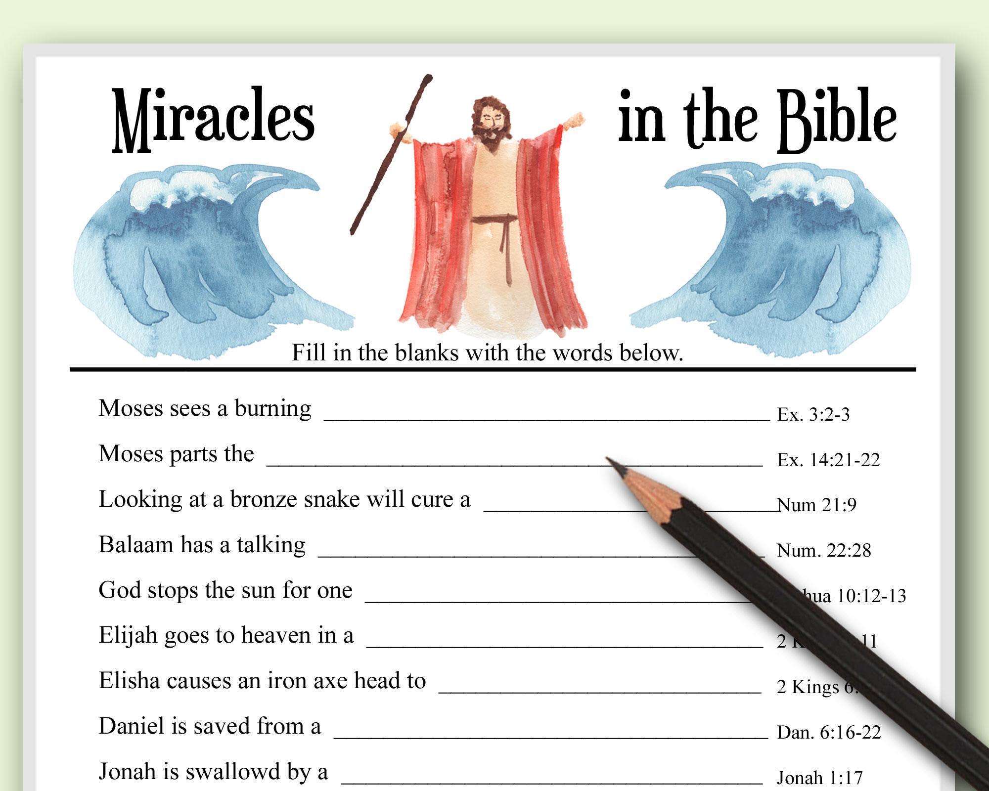 Bible Miracles Game - Cute Original Watercolor Print - Sunday School ...