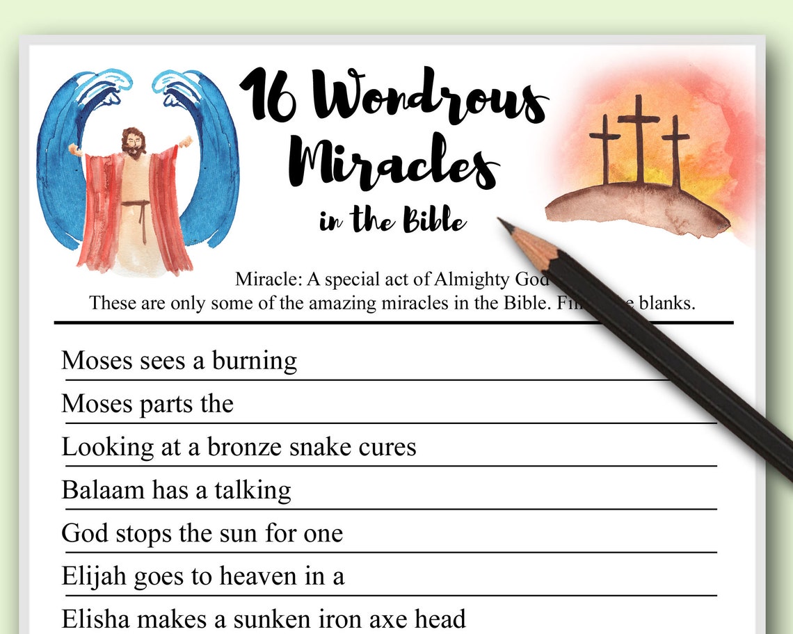 Bible Miracles Game Cute Original Watercolor Print Sunday School Home ...