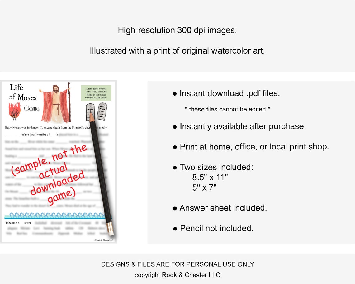Life of Moses Game Cute Original Watercolor Print Sunday School Home ...