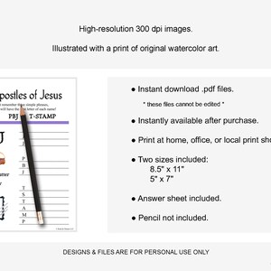 12 Apostles of Jesus Game - Cute Original Watercolor Art Print - Sunday ...