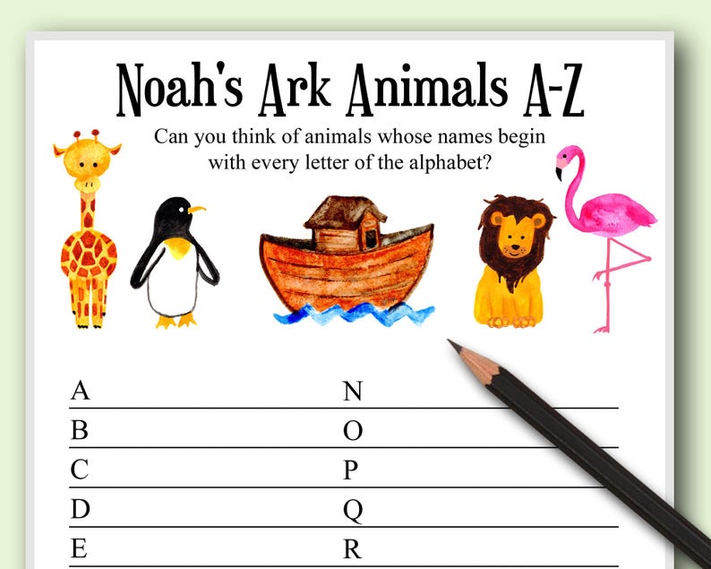 Noah’s Ark Animals A to Z Game - Instant Digital Download - Etsy