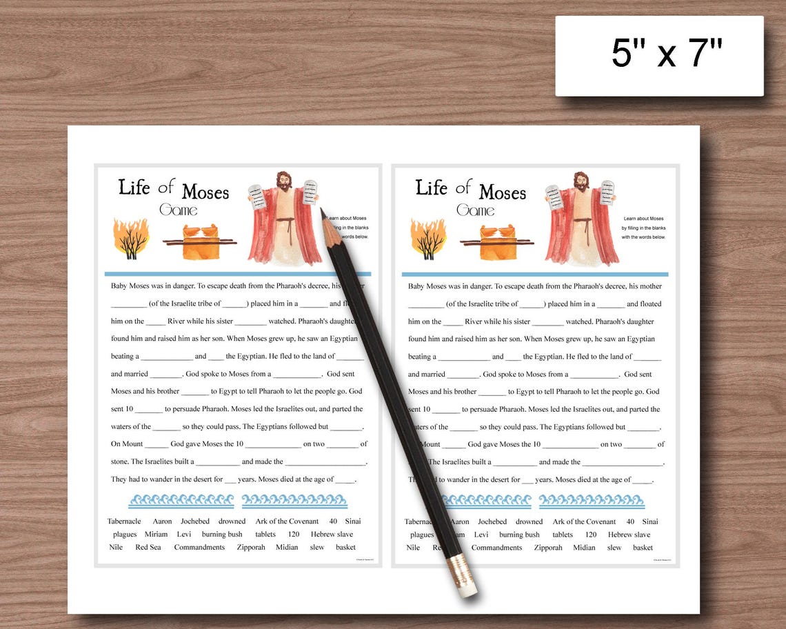 Life of Moses Game - Cute Original Watercolor Print - Sunday School ...