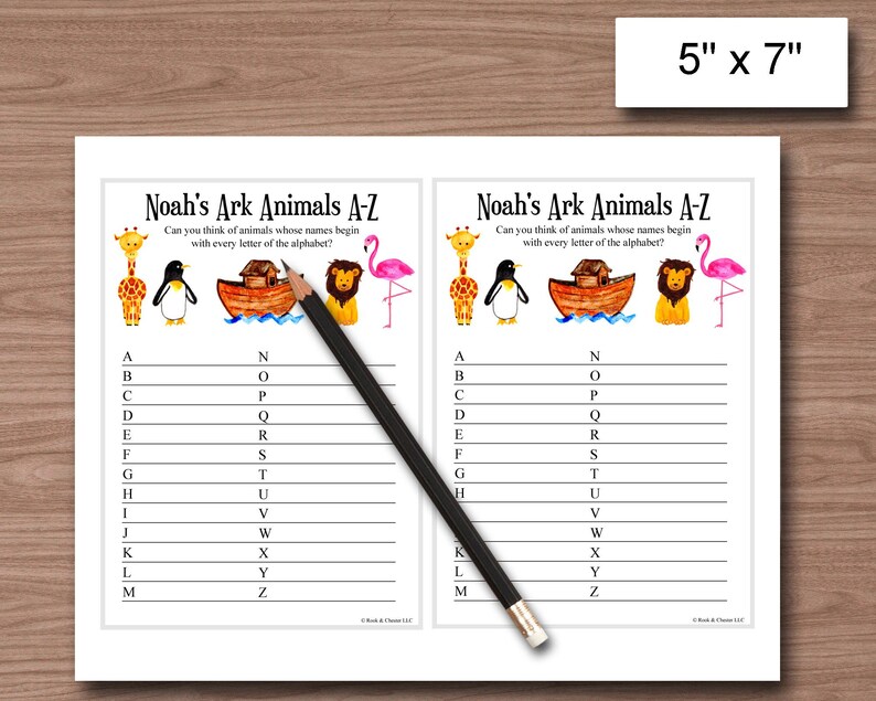 Noah’s Ark Animals A to Z Game - Instant Digital Download - Etsy