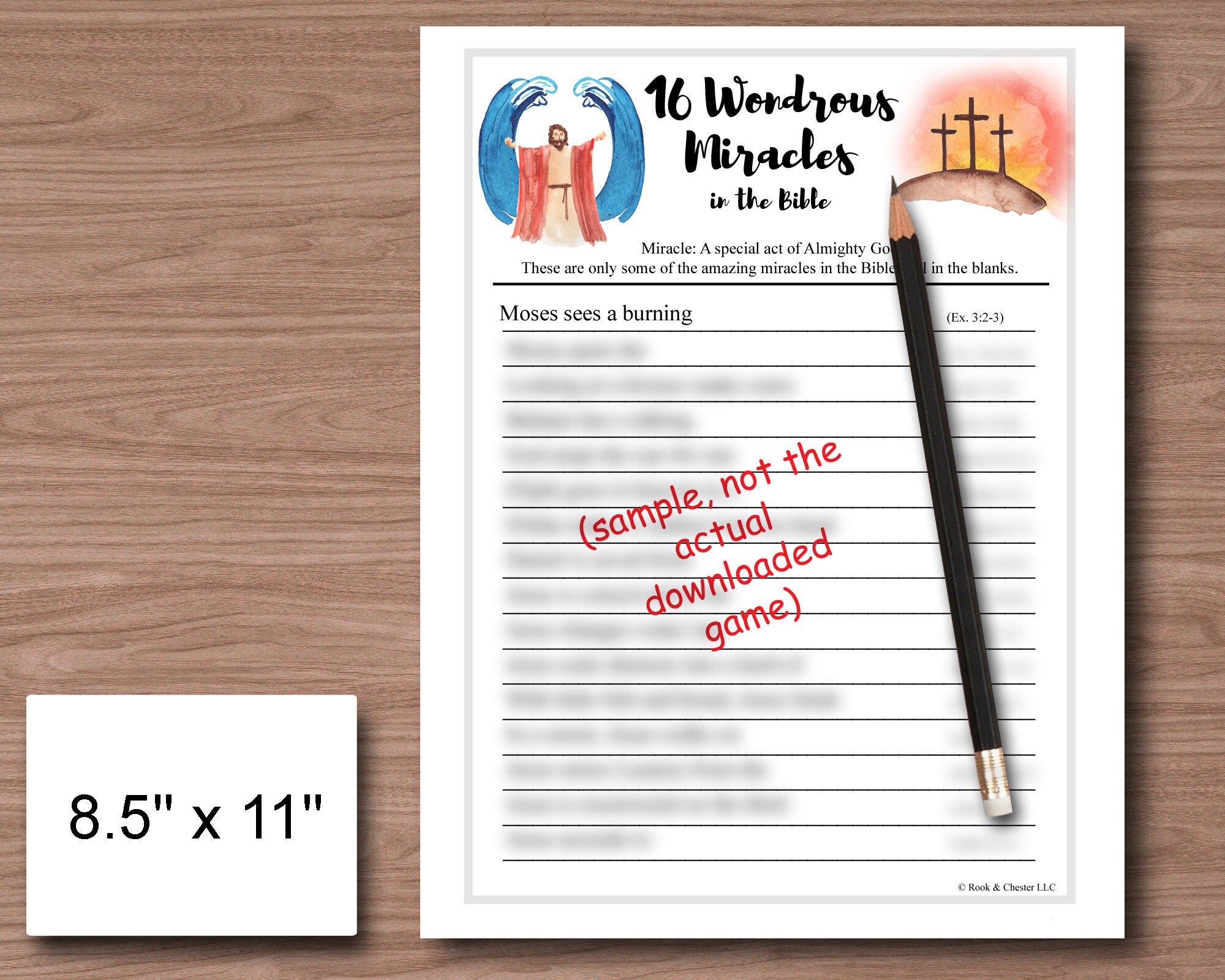 Bible Miracles Game Cute Original Watercolor Print Sunday School Home ...