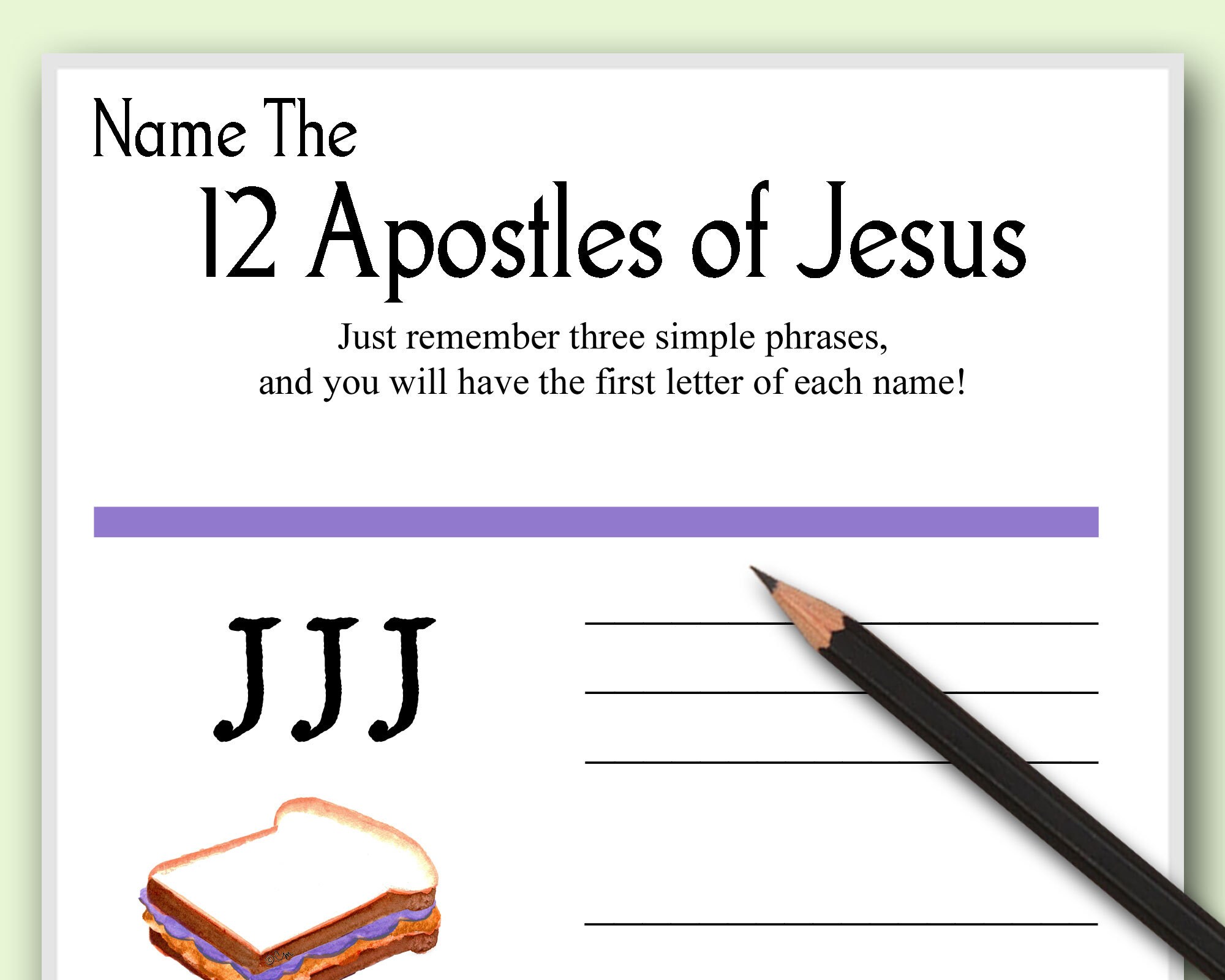 12 Apostles of Jesus Game - Cute Original Watercolor Art Print - Sunday ...